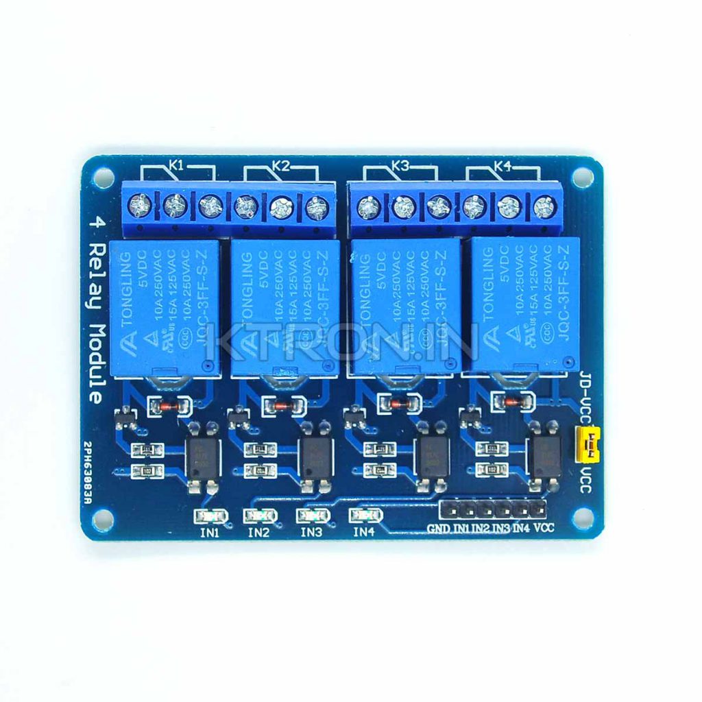 Buy 4 Channel 5V Relay Module - Optoisolated - KTRON India