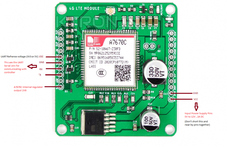 Buy SIM A7670C 4G LTE Development Board - KTRON India