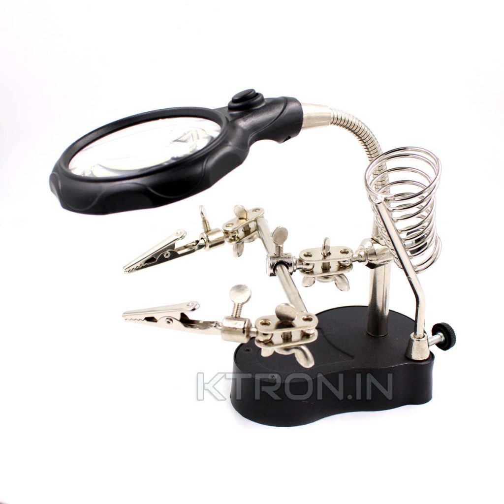 Buy Helping Hand Magnifier - LED Light With Soldering Stand - KTRON India